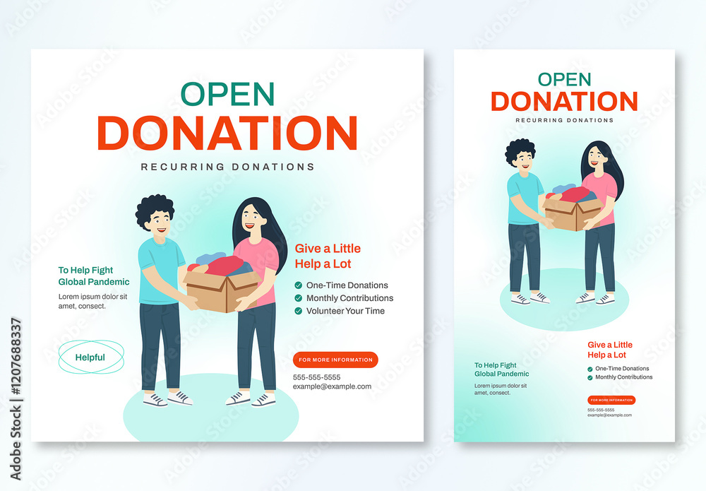 Donation Social Media Post Layout Stock Template | Adobe Stock