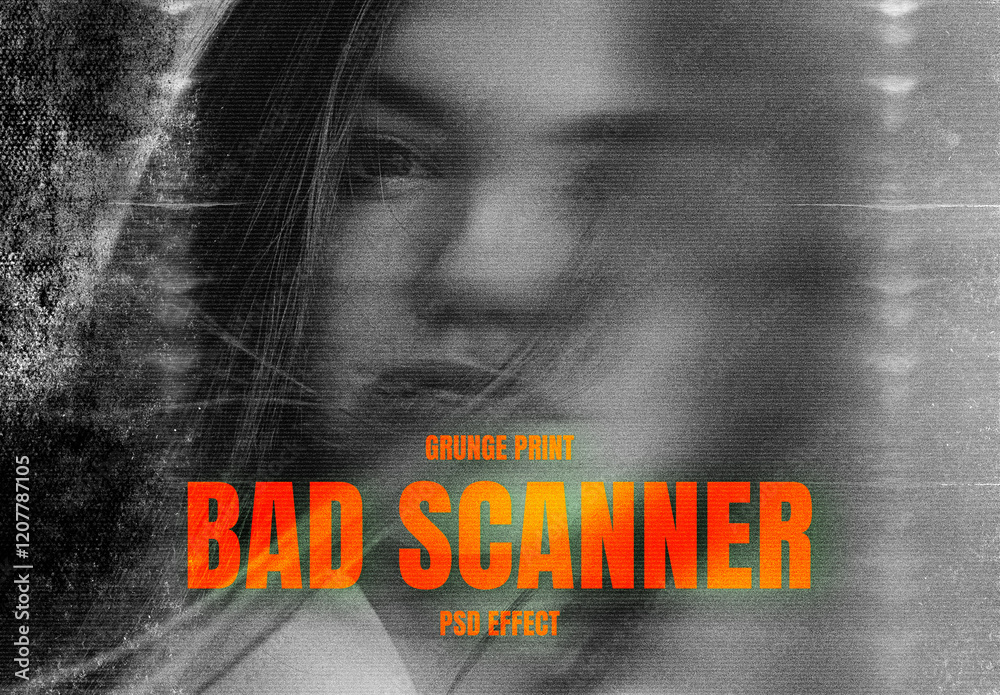 Dirty Scan Image Effect Mockup Stock Template | Adobe Stock