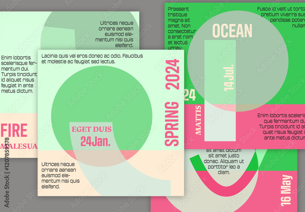 Social Media Square Post Layout Simple Overlapping Geometrical Shapes ...