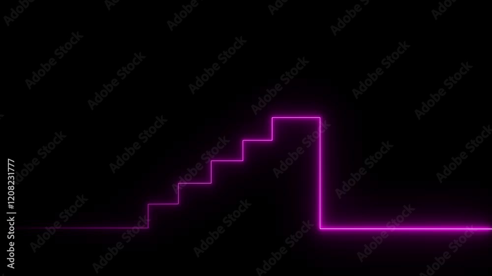 Stairs up icon animation. Stairs up arrow symbol animation. Neon ...