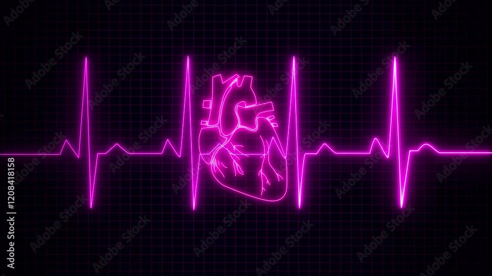 abstract background heartbeat line 4k neon light heartbeat display ...
