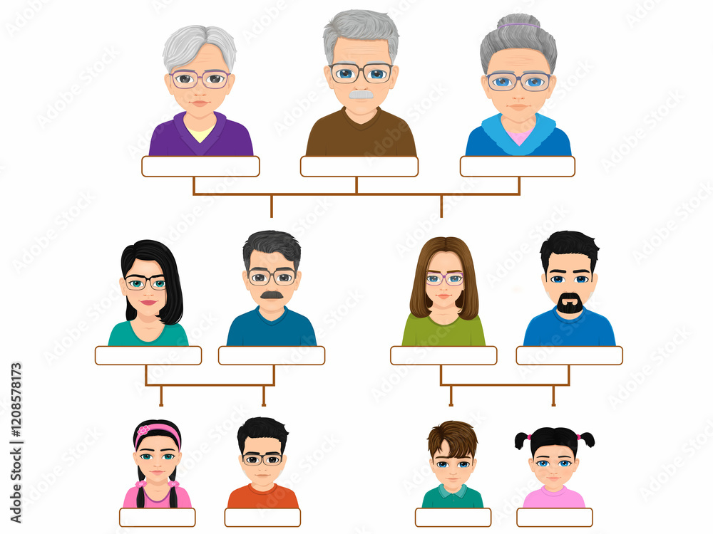 Poster Family lineage chart of the grandfather who married two women ...