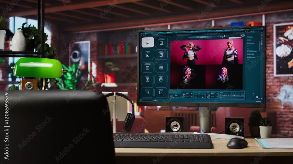 Vidéo Stock Generative artificial intelligence GPT on PC monitor with image understanding ...