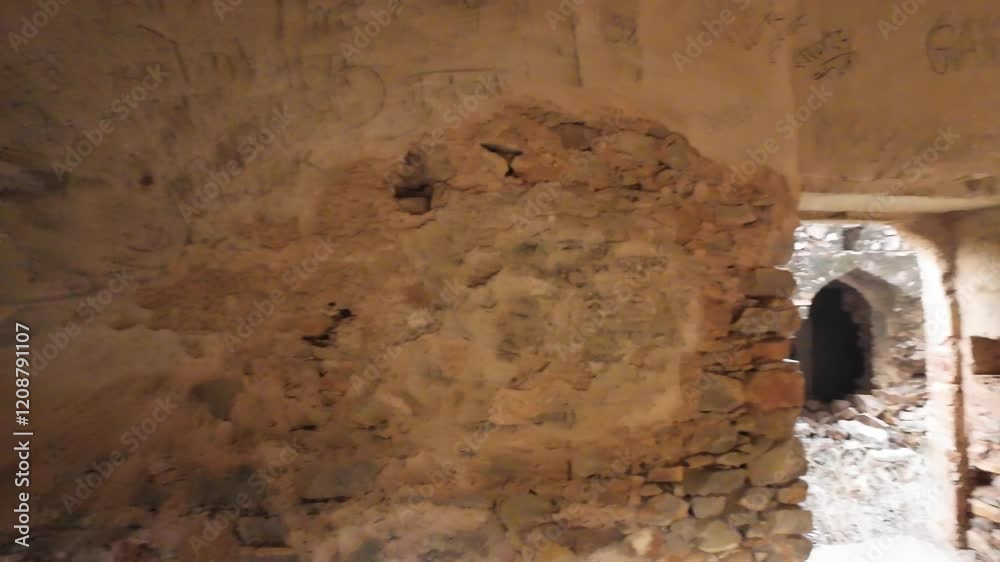 A glimpse inside the medieval Achrol Fort ruins, featuring dilapidated ...