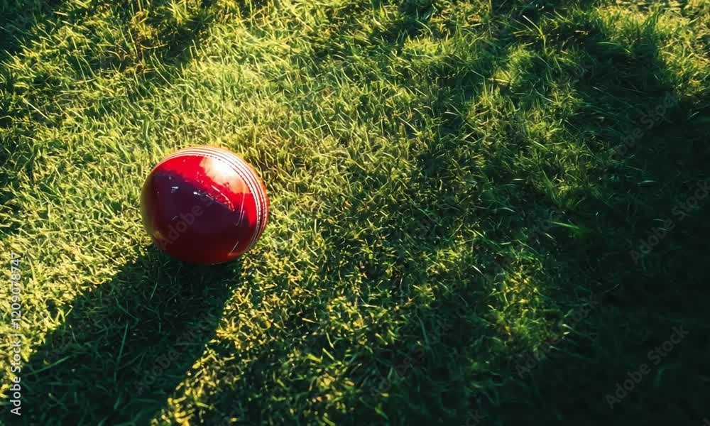 cricket ball on the ground, A red cricket ball bounces on a dirt field ...