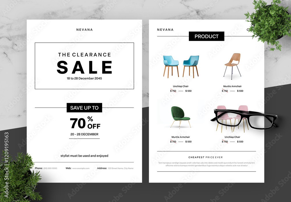 Black And White Clearance Sale Flyer Stock Template | Adobe Stock
