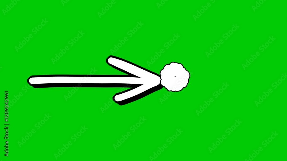 Right Arrow sign symbol animation motion graphics hand drawn on green ...