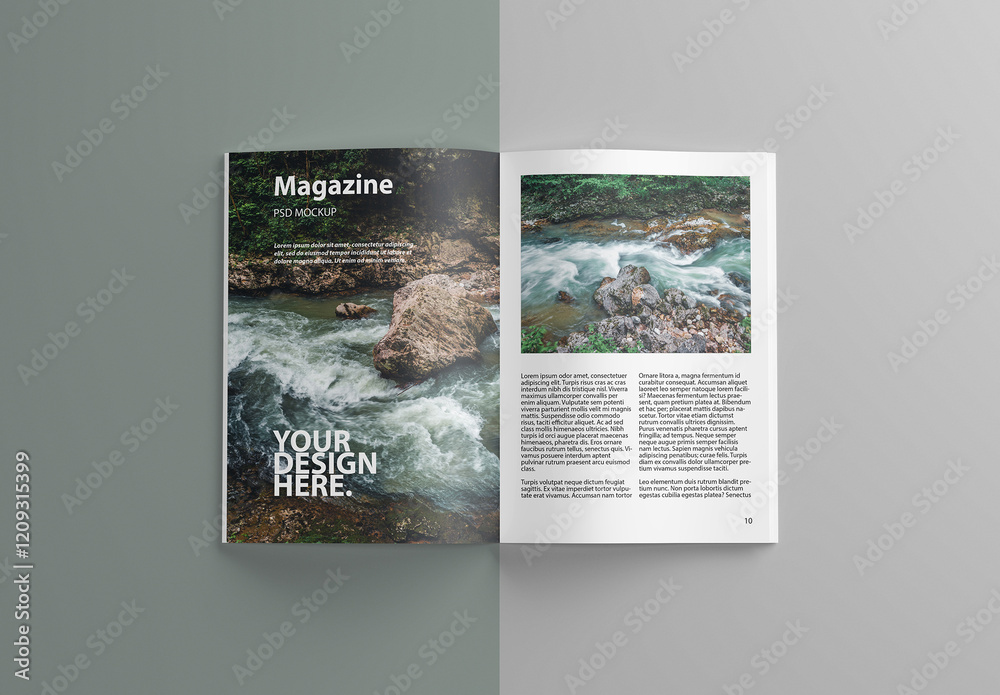 Top View Open A4 Magazine Mockup Stock Template | Adobe Stock