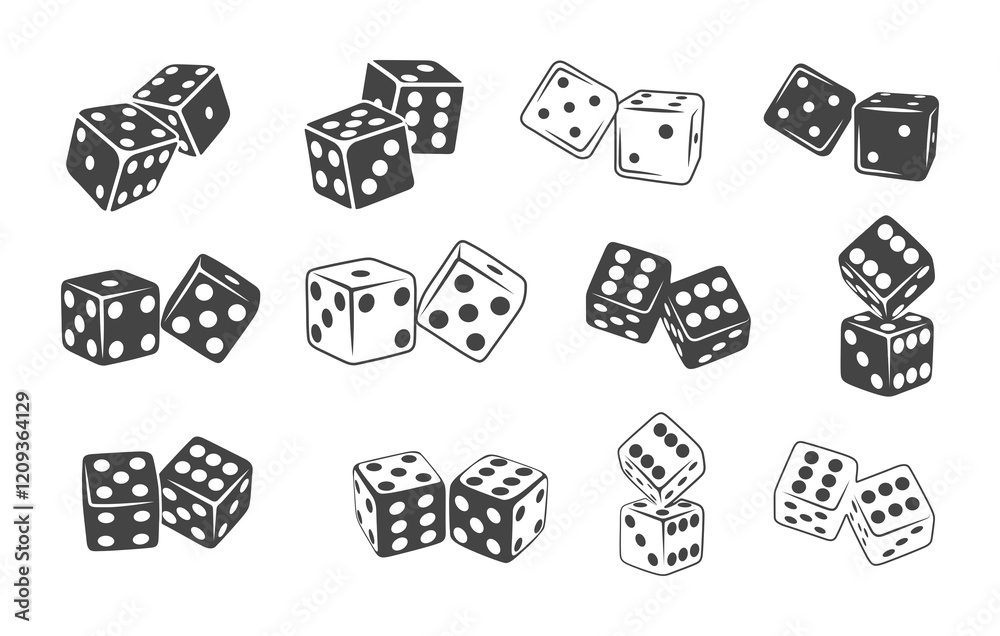 Poster Two dice svg, Two dice silhouette, Two dice outline, Dice svg ...
