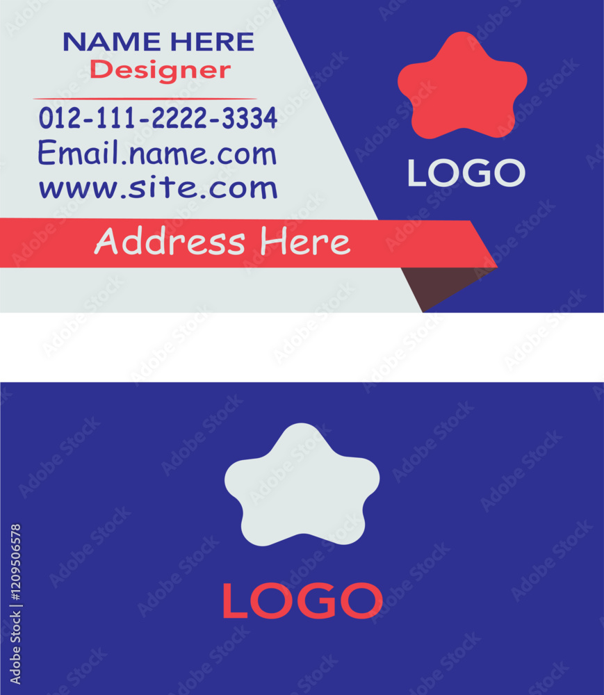 Poster Business card template featuring a red star on a clean white ...
