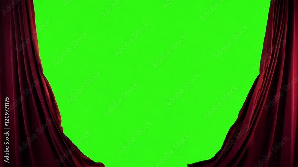 animated stage curtain with green screen background for video ...