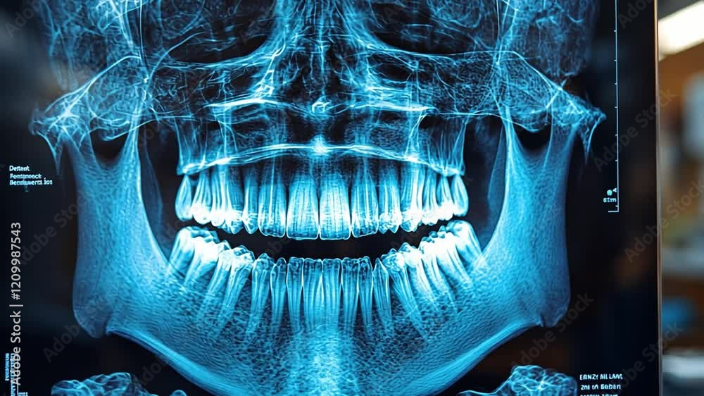 Dental X-ray: A close-up of a digital dental X-ray, showcasing the ...