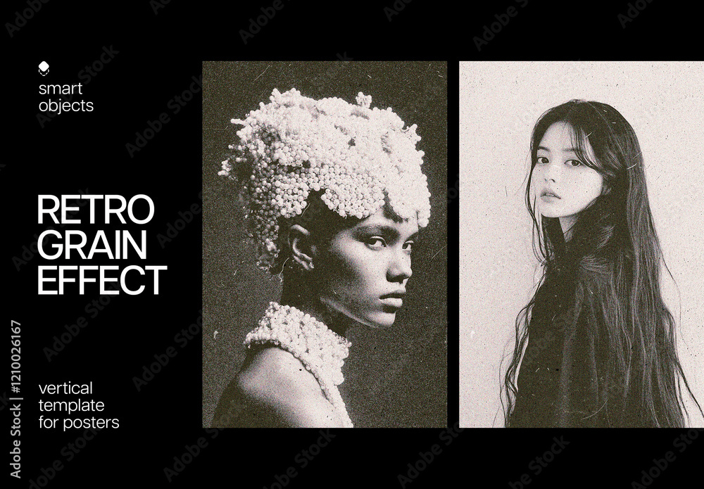 Grainy Retro Poster Photo Effect Mockup Stock Template | Adobe Stock