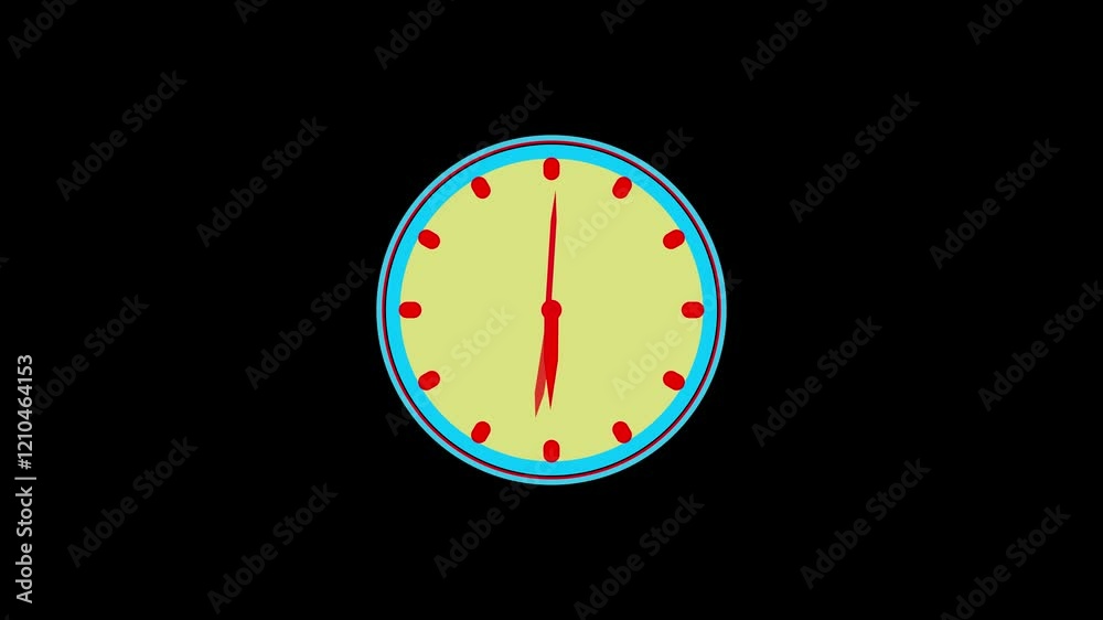 Analog clock animation on transparent background animated wall clock ...