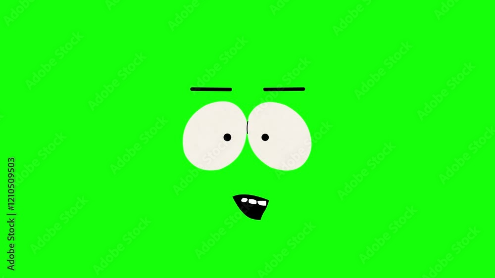 Animated talking face with eyes and mouth of cartoon character on green ...
