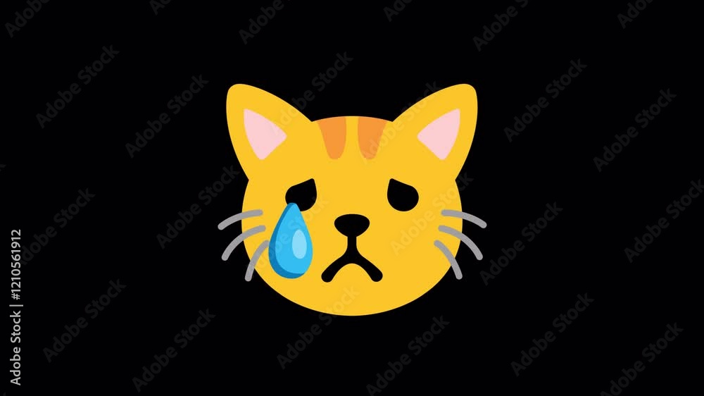 Crying cat emoji 4K animation. Transparent background. Animated ...