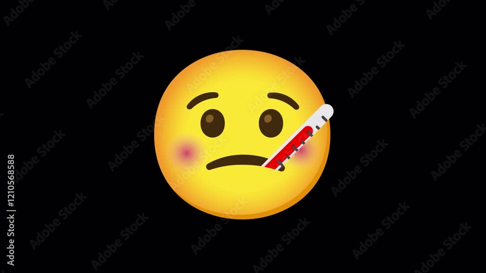 Face with thermometer emoji 4K animation. Transparent background ...