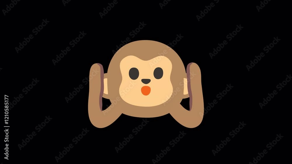 Hear no evil monkey emoji 4K animation. Transparent background ...