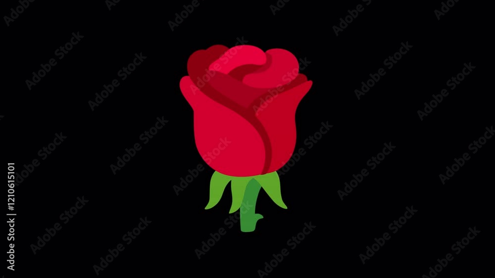 Vidéo Stock Rose emoji 4K animation. Transparent background. Animated ...