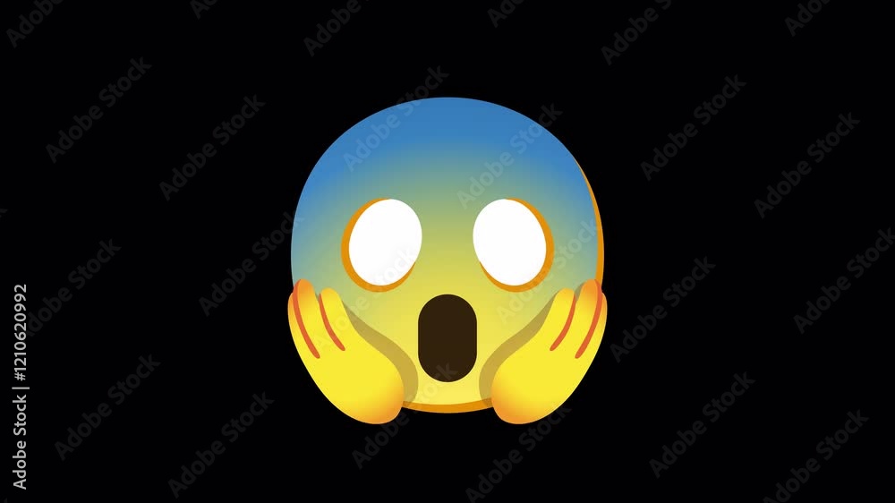 Scream in fear. emoji 4K animation. Transparent background. Animated ...