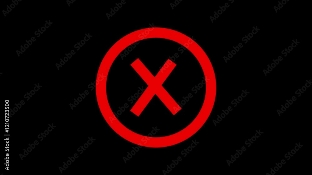 Red Cross on Circle Animation Bold and Clear Visuals for Error, Warning ...