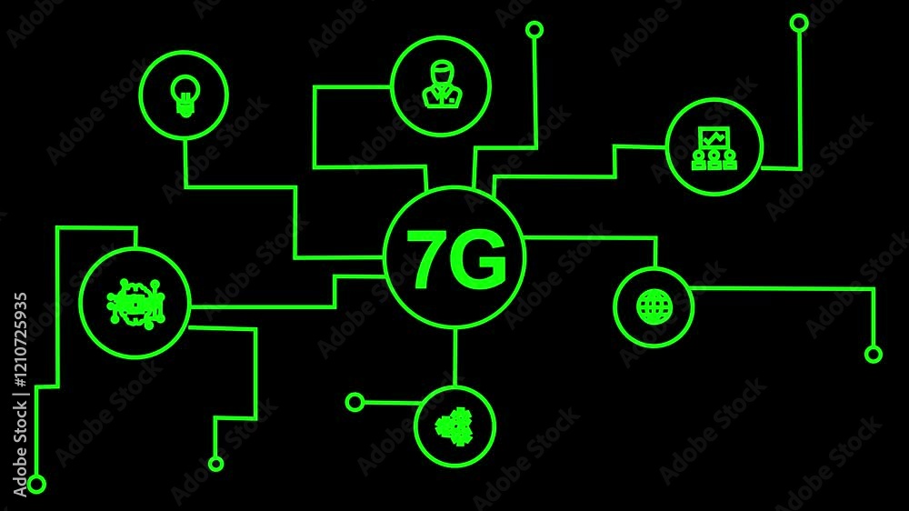 The concept of 7G network, high-speed mobile Internet, new generation ...