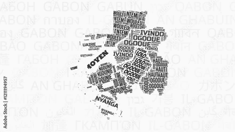 Gabon intro animation. Country with regions illustration video ...