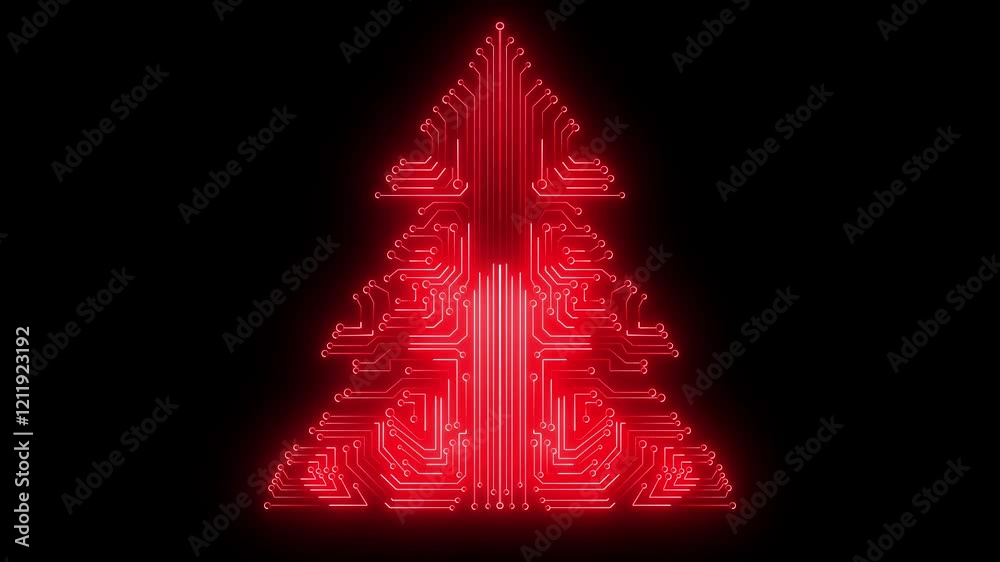 neon glowing Circuit Board with neon line moving electrons Data Flow Loop Background Animation ...