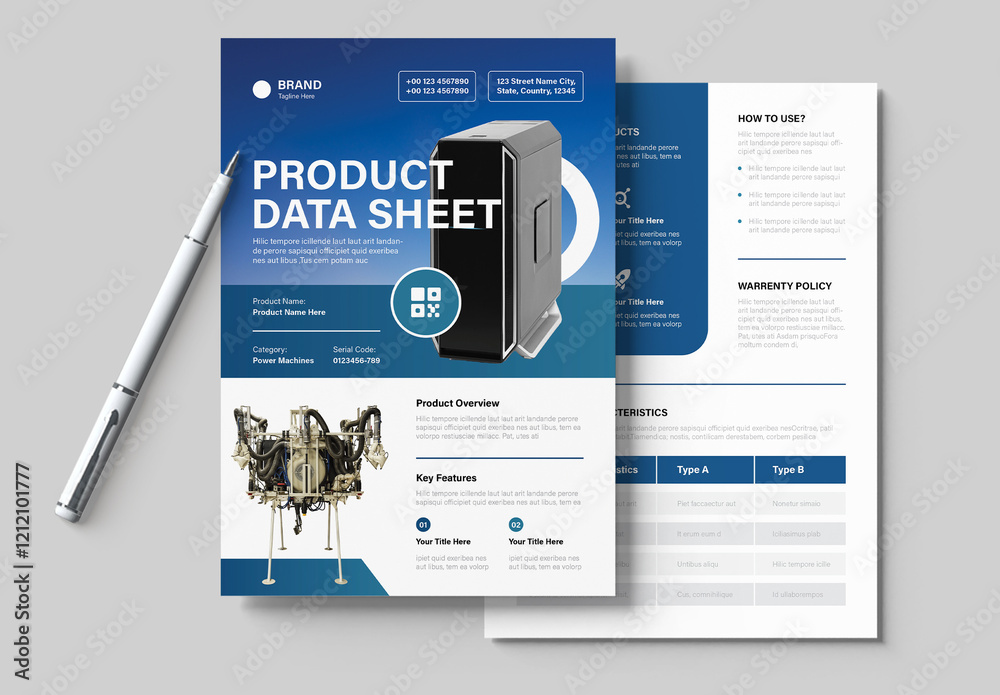 Product Data Sheet Design Template Stock Template | Adobe Stock