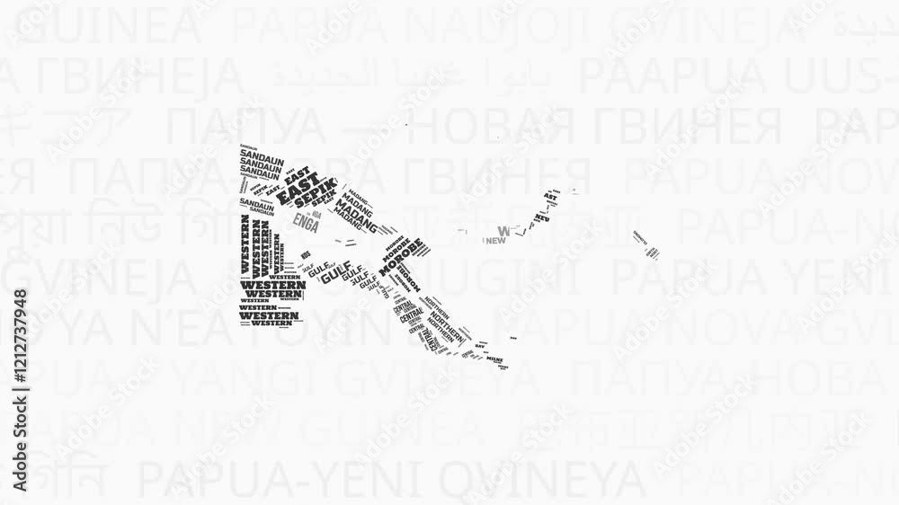 Papua New Guinea intro animation. Country with regions illustration ...