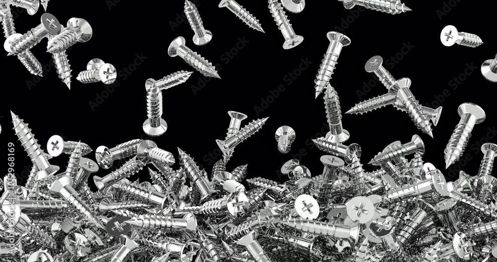 Screws Stainless Steel Flat Head Sheet Metal falling and fill the ...