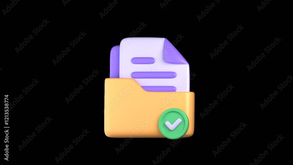 Vidéo Stock 3D Animated Approved Folder icon featuring smooth motion ...