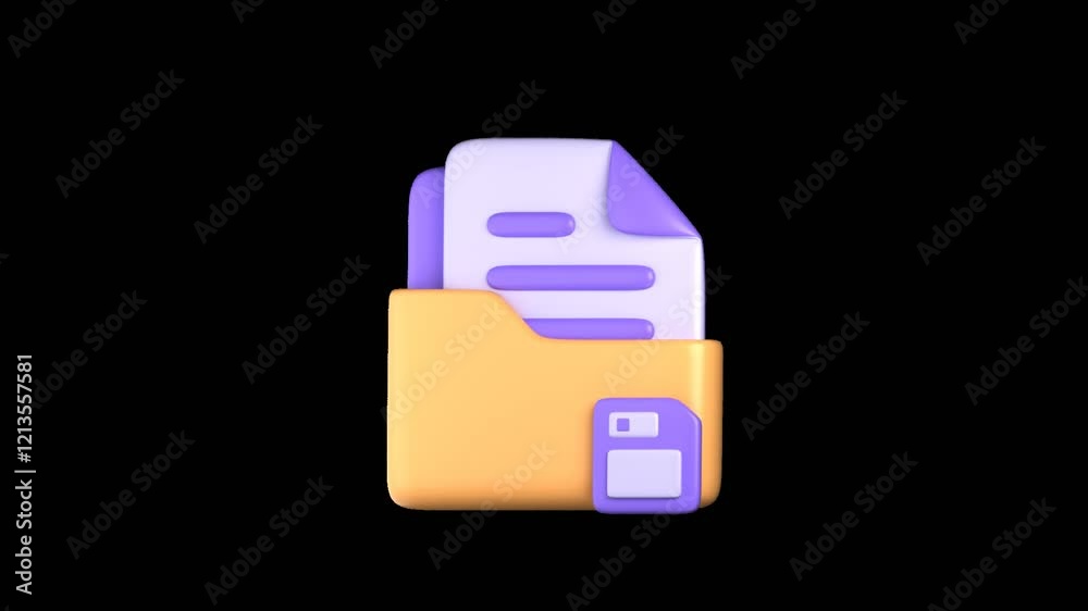 3D Animated Save Folder icon featuring smooth motion, alpha channel ...