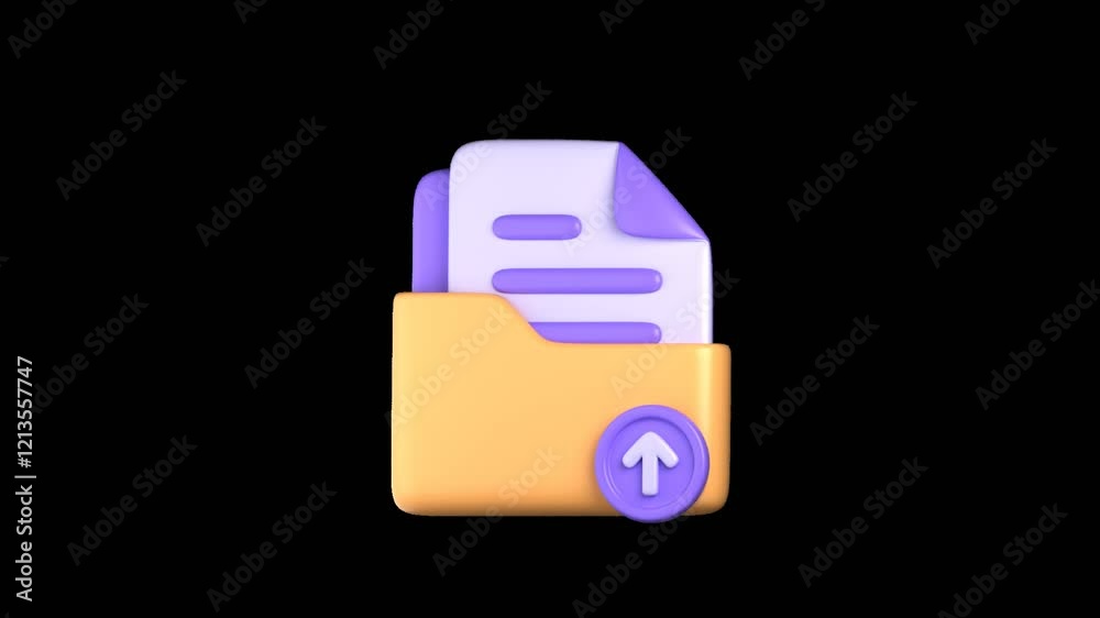 3D Animated Upload Folder icon featuring smooth motion, alpha channel ...