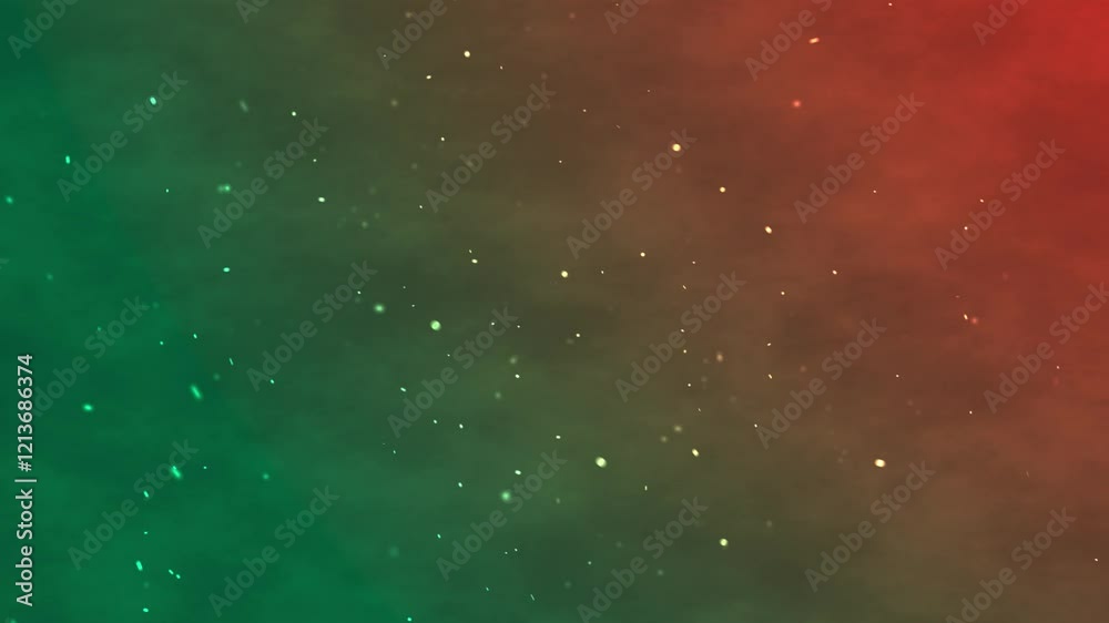 Shimmering, bright particles forming a line and wave flow. Smoke clouds ...