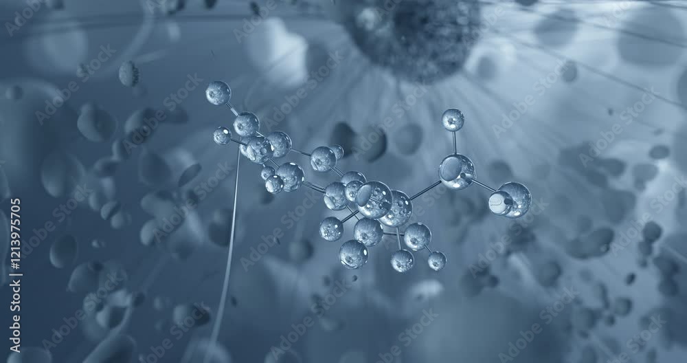 Polyethylene terephthalate rotating molecular 3d structure ball-and ...