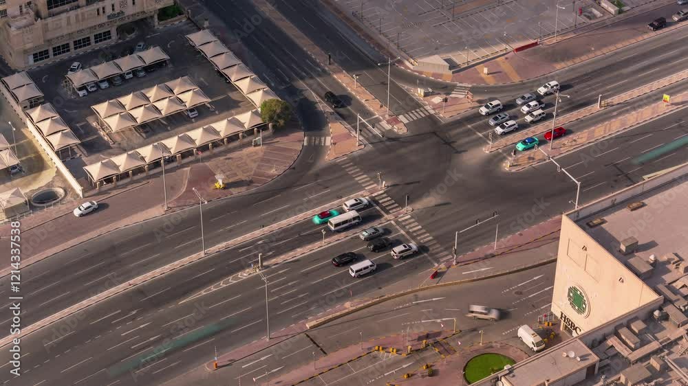 DOHA, QATAR - JANUARY 20, 2025: aerial view of busy traffic ...
