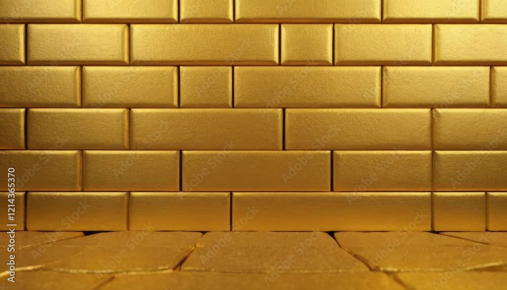 Golden Brick Wall and Floor: A luxurious and opulent image featuring a ...