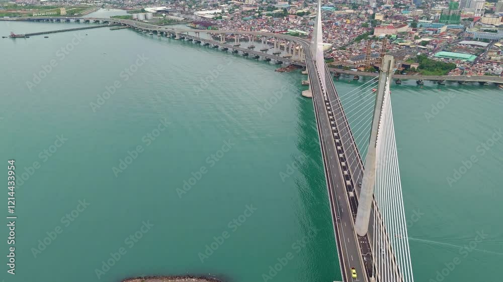 Cinematic aerial footage of Cebu Cordova Link Expressway, the ...