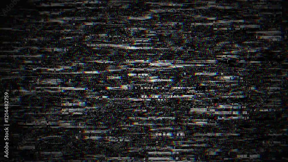 Analog Static Noise texture overlay. TV switch off. Horizontal stripes offset . No signal white ...