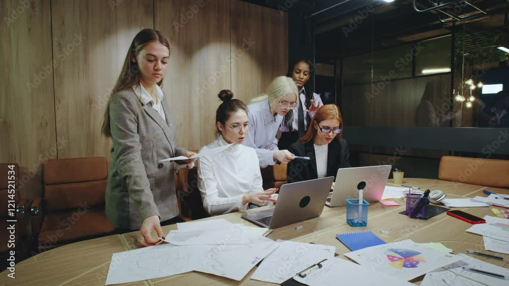 Engaging Collaborative Women Team Meeting Taking Place in a Modern ...