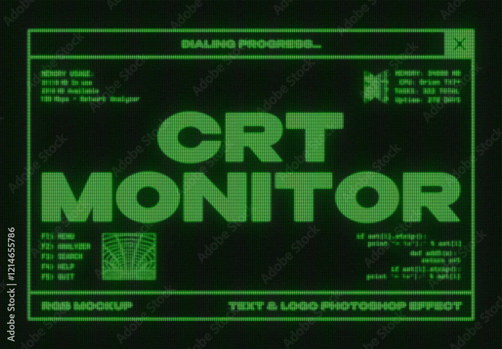 CRT Monitor Text & Logo Effect Mockup Stock Template | Adobe Stock