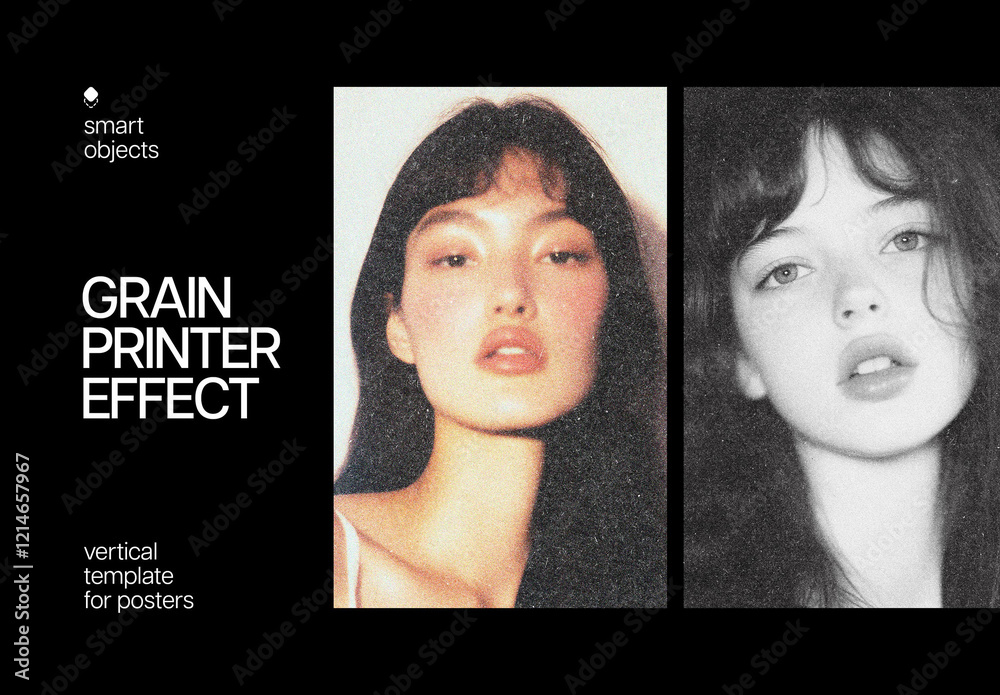 Grain Printer Poster Effect Mockup Stock Template | Adobe Stock