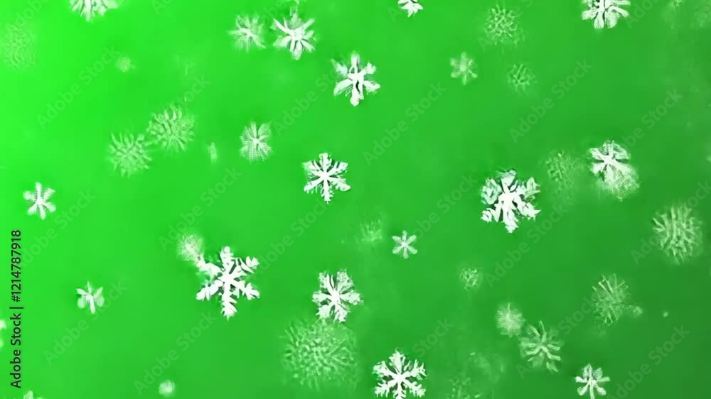 Falling Snow on Green Screen Background 4K. Isolated Snowfall and ...