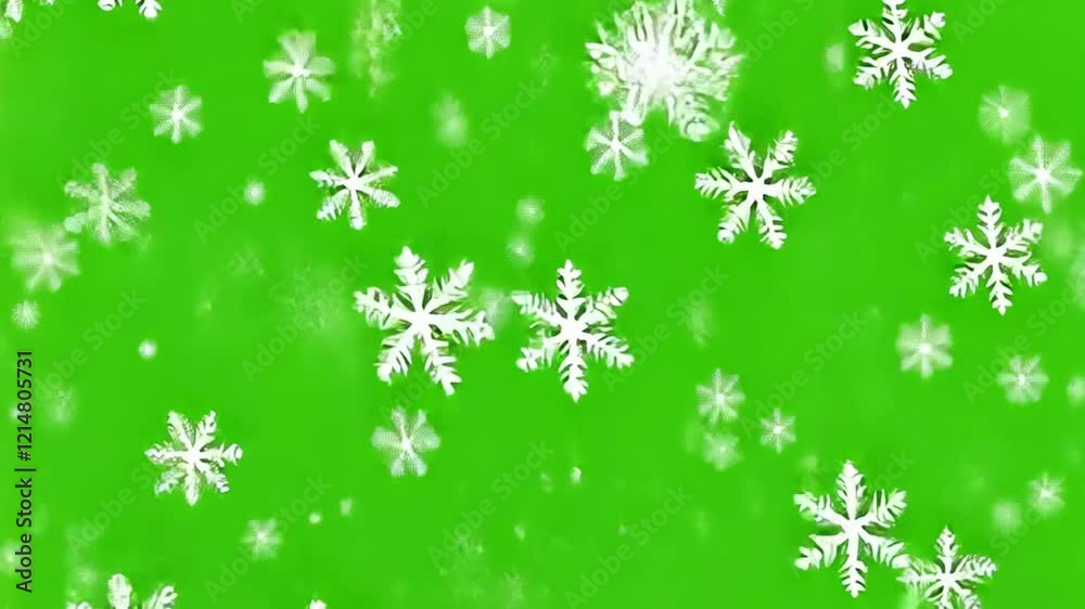 Falling Snow on Green Screen Background 4K. Isolated Snowfall and ...