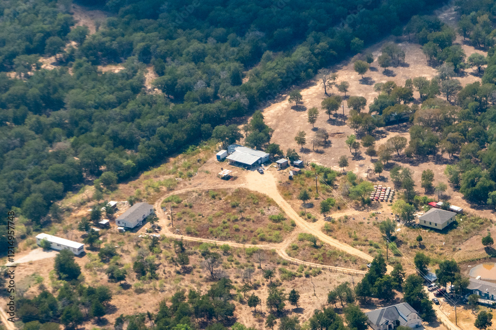 Photo & Art Print Austin, Texas - Aerial view of ranches and rural ...