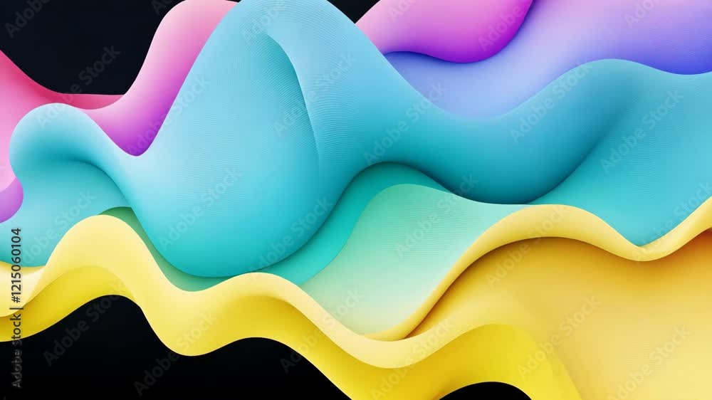 Vibrant Abstract VDO Featuring Colorful Waves in Blue, Pink, Yellow ...