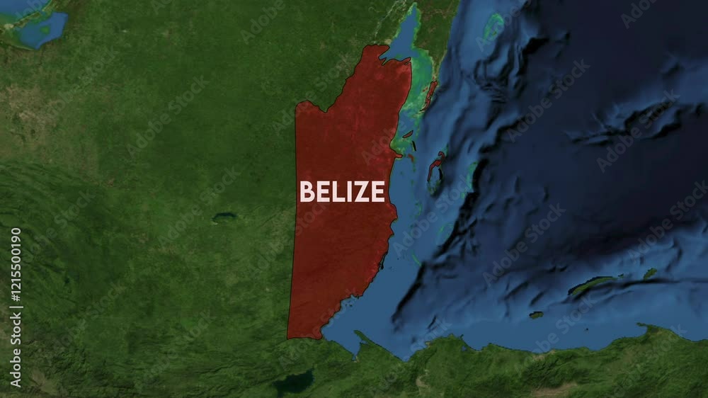 Zoom from Earth to Belize. World map animation with country borders ...