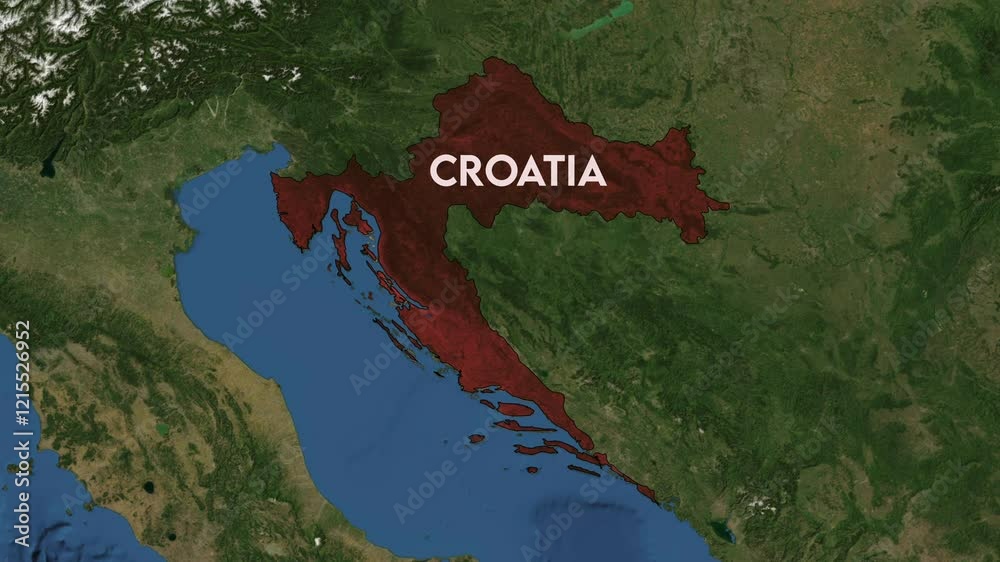 Zoom from Earth to Croatia. World map animation with country borders ...