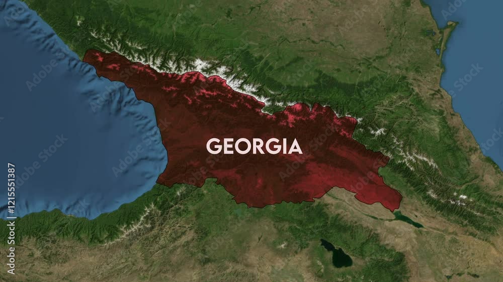 Zoom from Earth to Georgia. World map animation with country borders ...